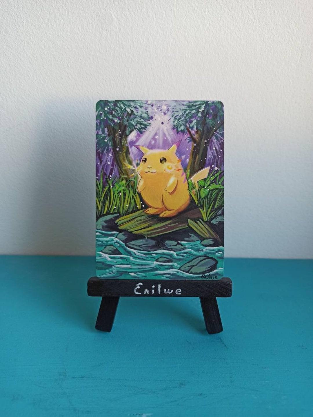 Pokemon Hand Painted Card Pikachu - Etsy