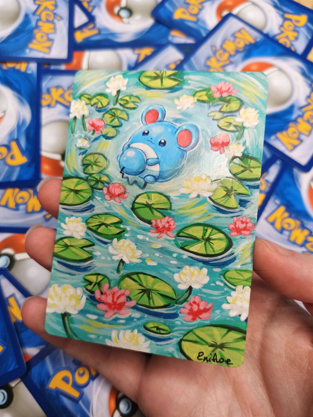 Pokemon Hand Painted Card Marill - Etsy