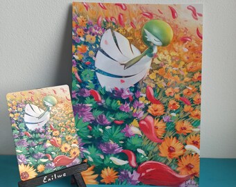 Pokemon PRINT A5 Leafeon from Hand Painted Card to Print - Etsy