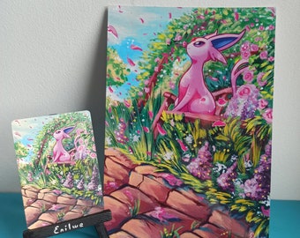 Pokemon PRINT A5 Leafeon from Hand Painted Card to Print - Etsy