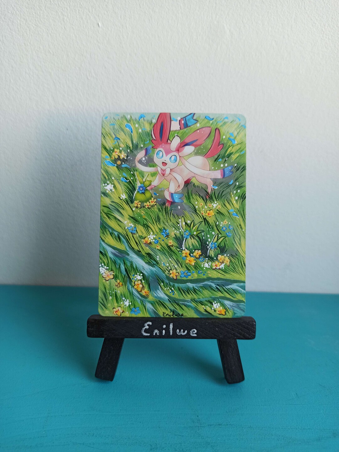 Pokemon Hand Painted Card Sylveon nymphali - Etsy