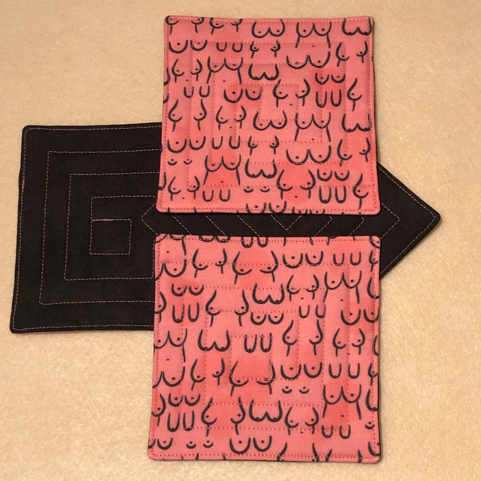 Itty Bitty Boobs Coaster Set Nsfw Mug Rugs Etsy Uk