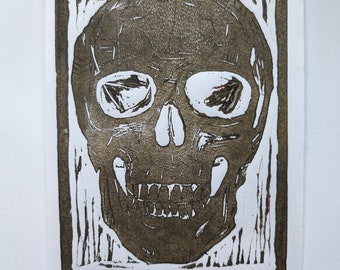 Hand Holding Skull Linocut Print Hnprints - Etsy