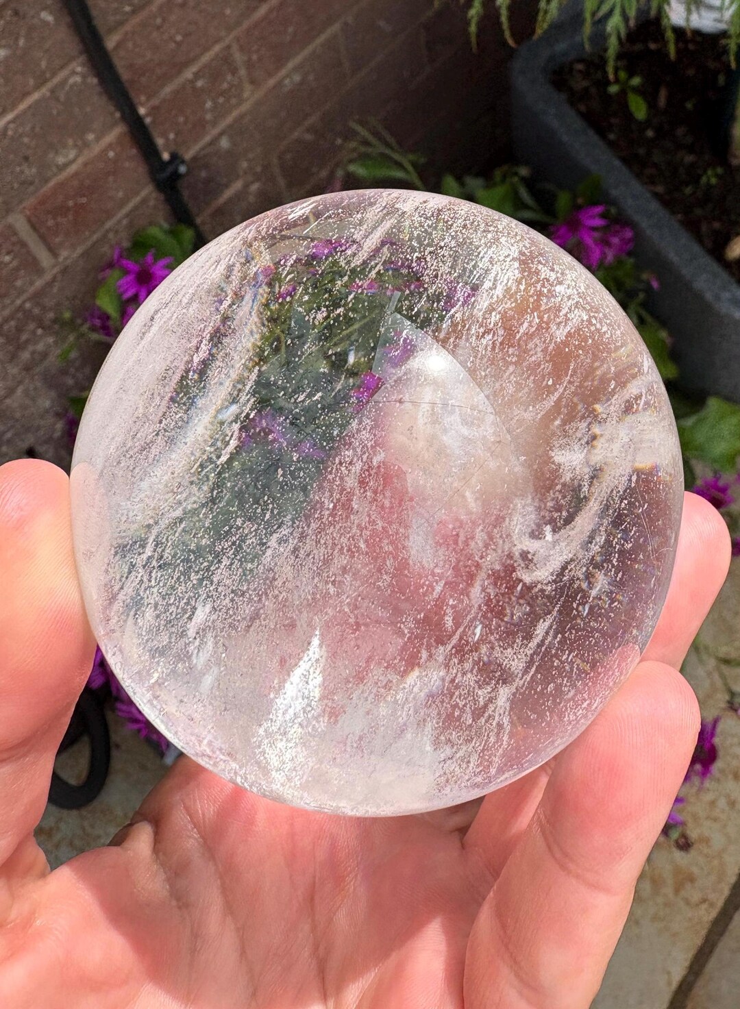 Large Clear Smelting Quartz Sphere: Polished Mineral Specimen, 70mm - Etsy