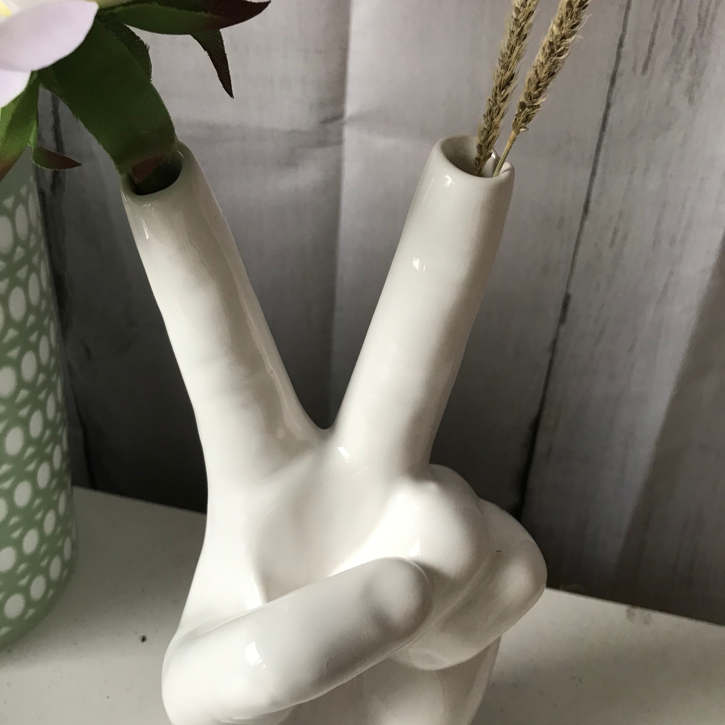 Peace Sign White Ceramic Hand Finger Vase.White Ceramic glossy - Etsy ...