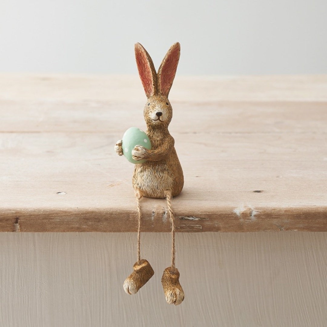 Sitting Bunny Rabbit Holding Green Easter Egg With Dangling Legs - Etsy