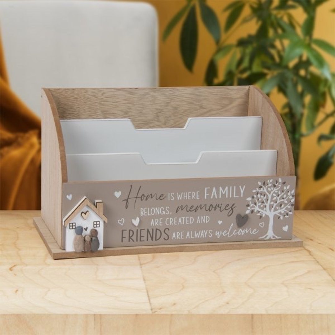 Beautiful Wooden Carved Letter Rack Holder Tidy 'home is Where Family ...