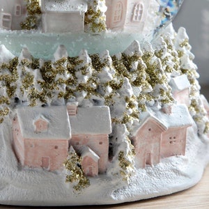 Musical Enchanted Pink & Gold Alpine Winter Wonderland Snowy Town ...
