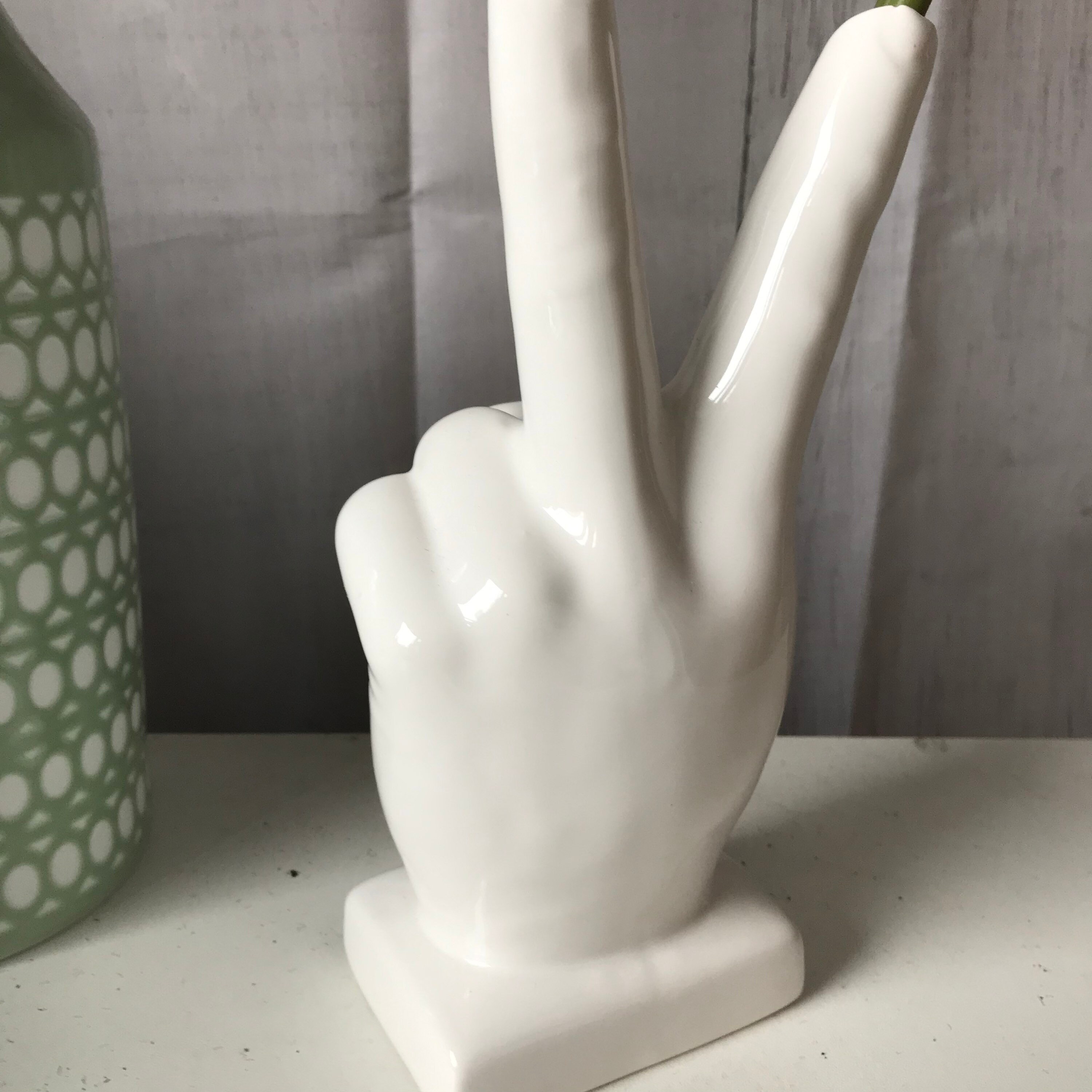 Peace Sign White Ceramic Hand Finger Vase.White Ceramic glossy - Etsy ...