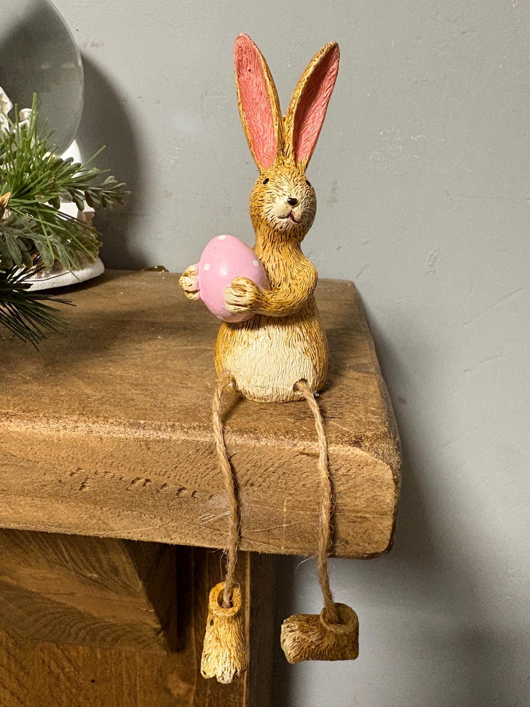 Sitting Bunny Rabbit Holding Pink Easter Egg With Dangling Legs - Etsy