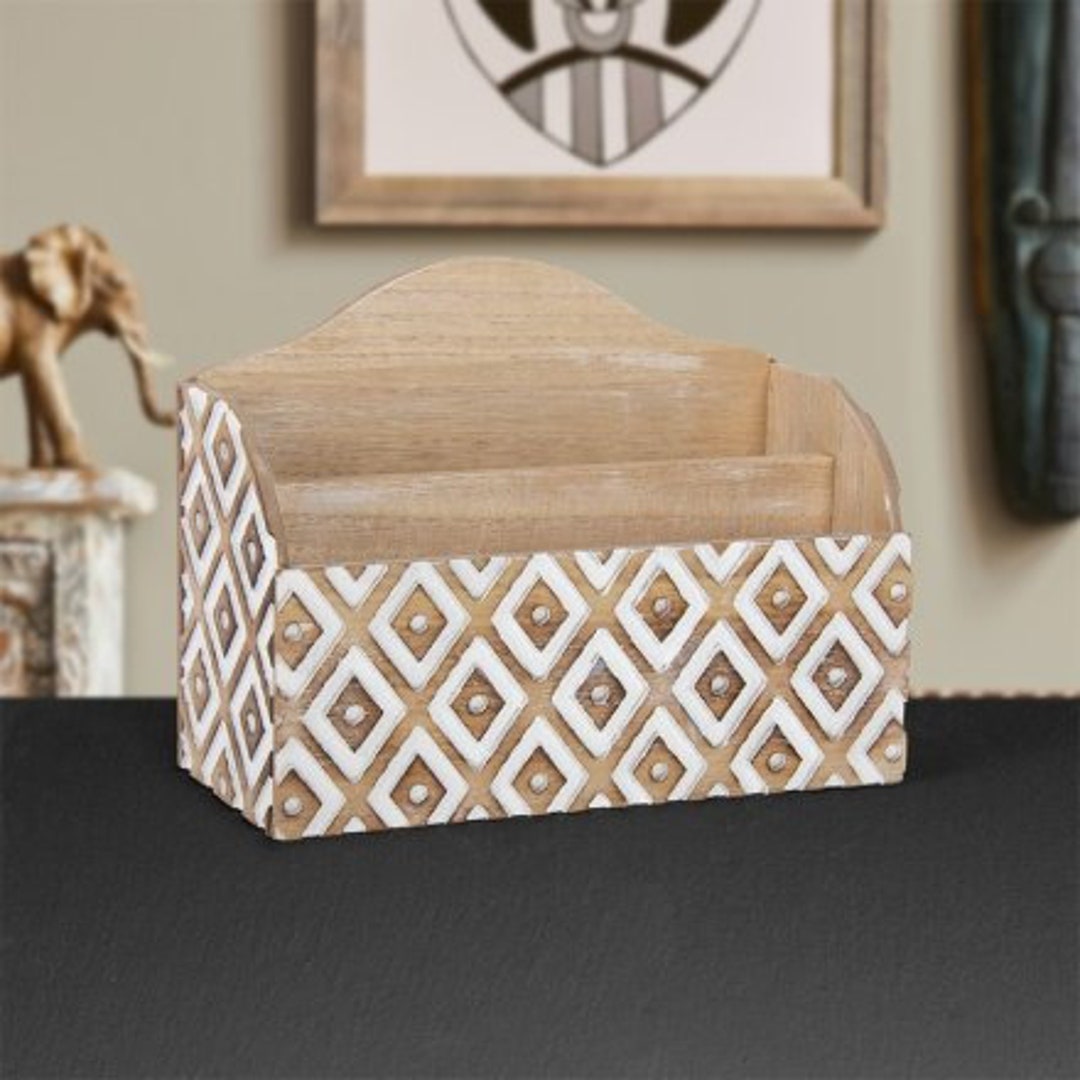Beautiful Wooden Carved Letter Rack Holder Tidy - Etsy UK