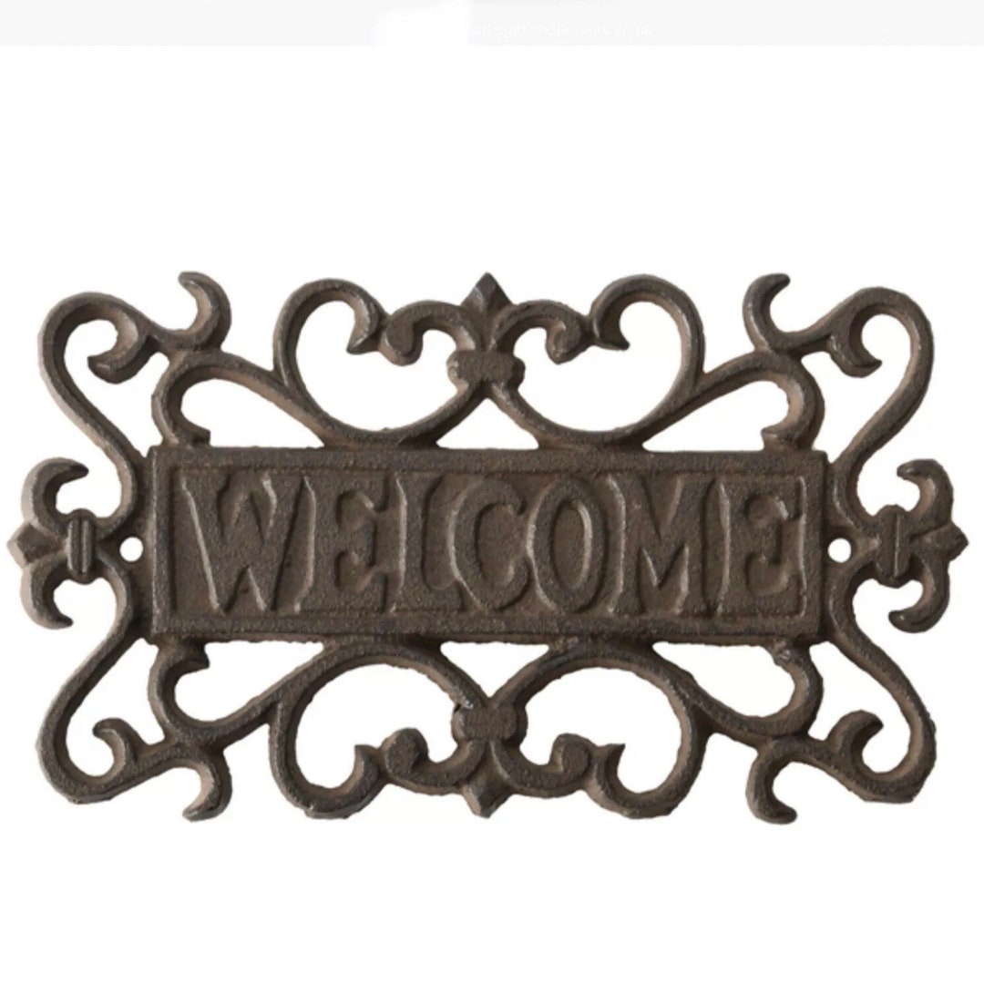 Large Cast Iron Garden Gate Sign Plaque With Ornate Design - Etsy