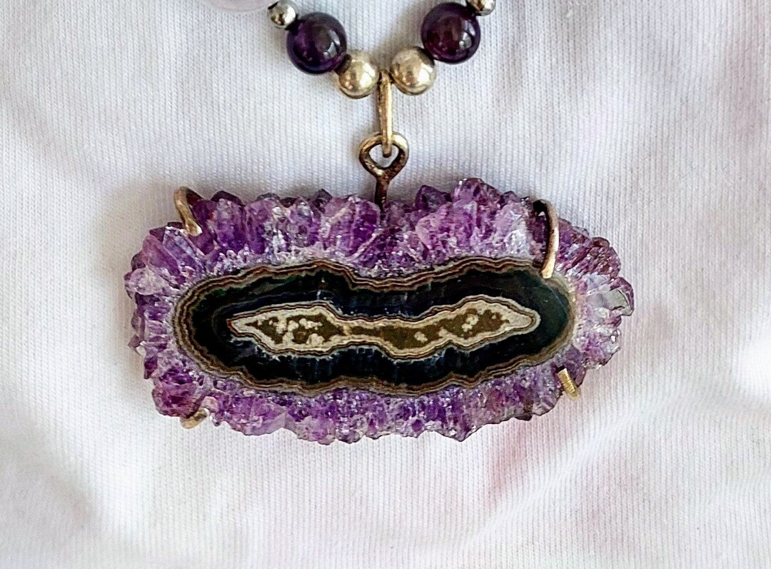 Large Amethyst Geode Pendant Necklace - Amethyst Geode Statement ...