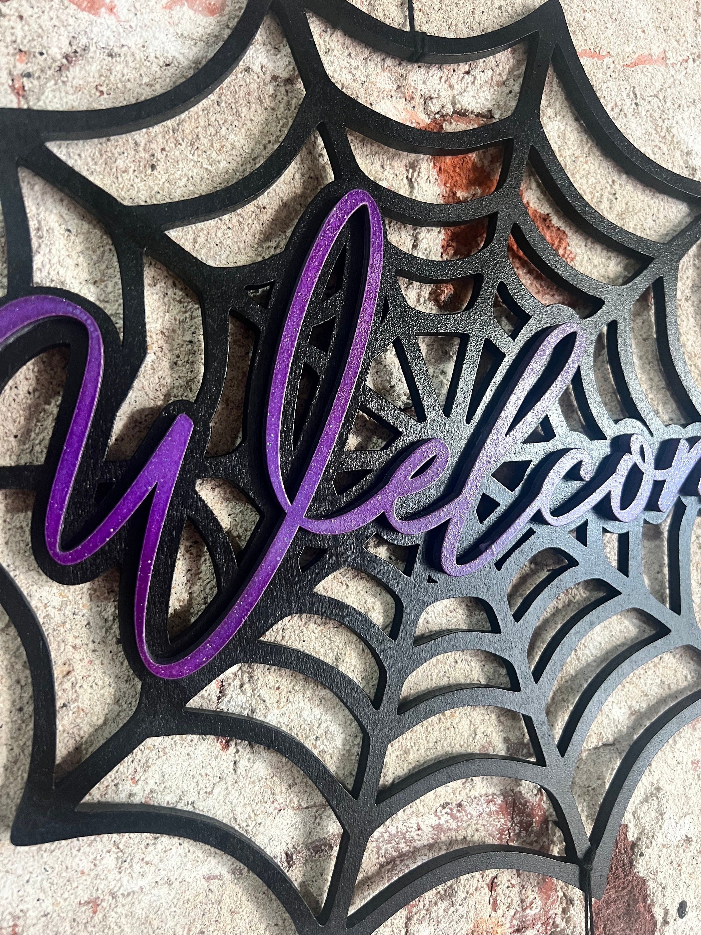 Spider Web With Spider Welcome Door Hanger. Halloween Decor. Halloween ...