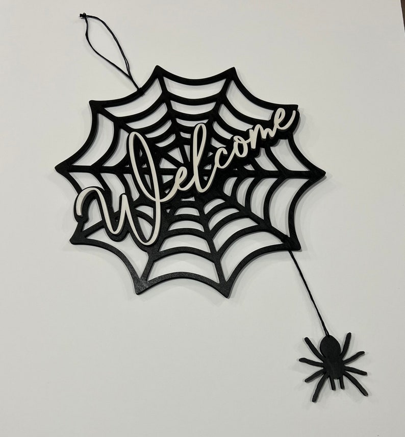 SVG Digital File. Spider Web Welcome Door Hanger With Hanging Spider ...