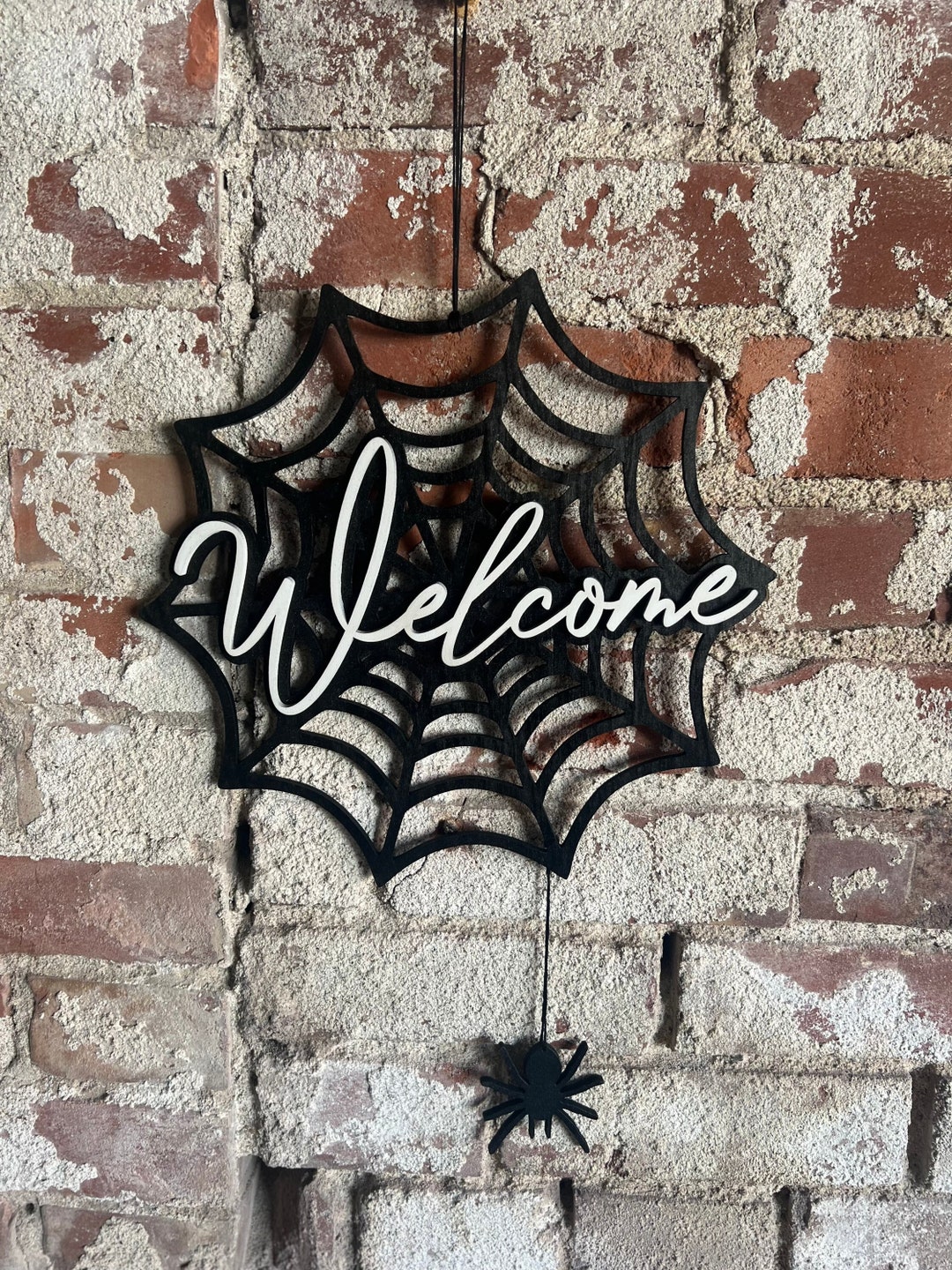 Spider Web With Spider Welcome Door Hanger. Halloween Decor. Halloween ...