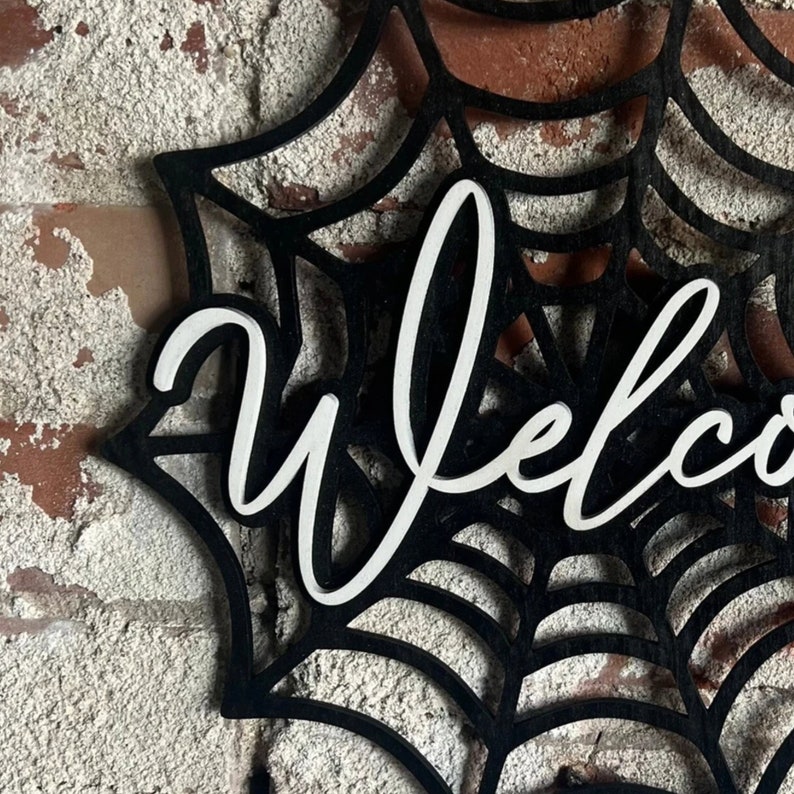 SVG Digital File. Spider Web Welcome Door Hanger With Hanging Spider ...