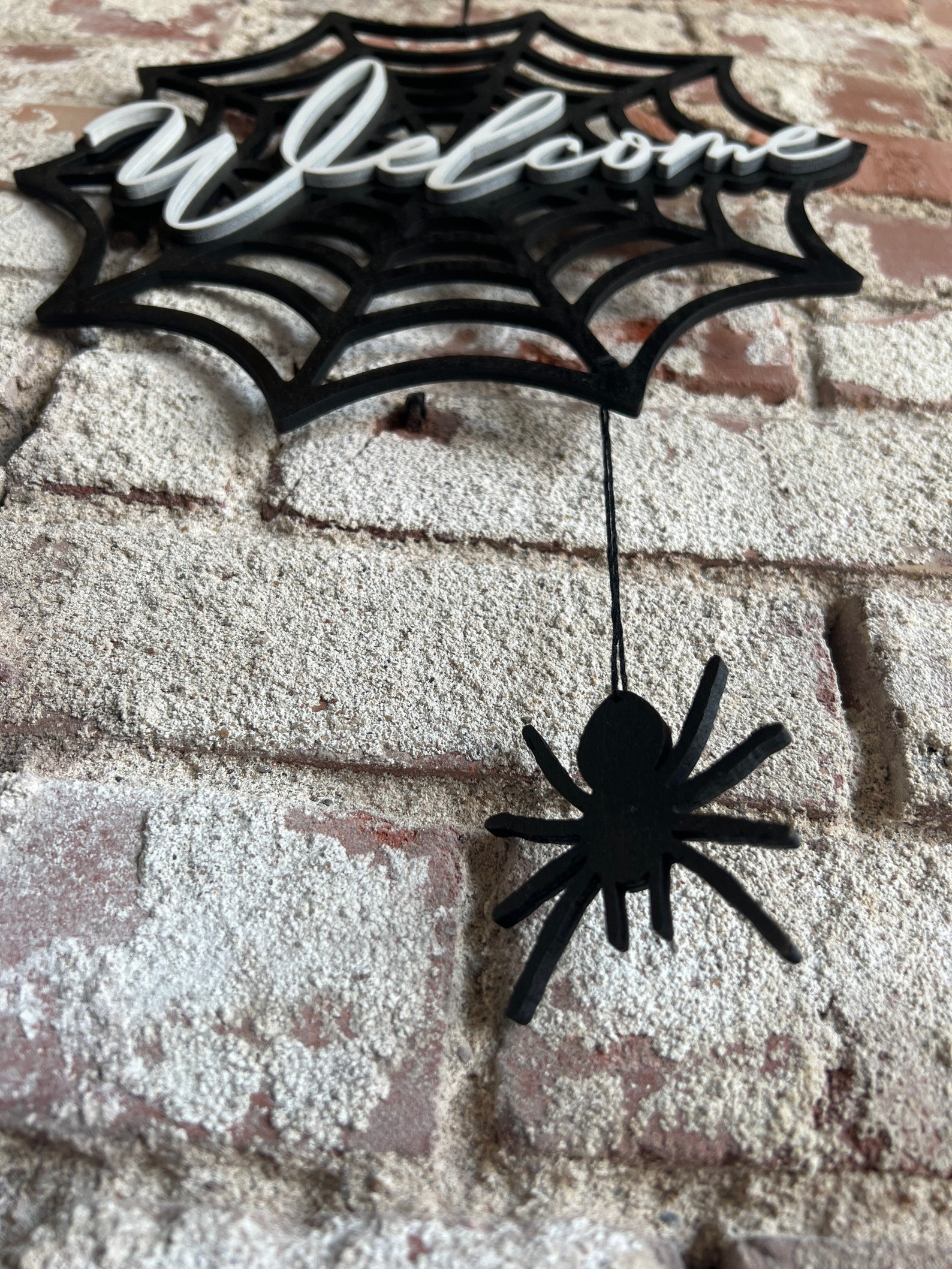 Spider Web With Spider Welcome Door Hanger. Halloween Decor. - Etsy