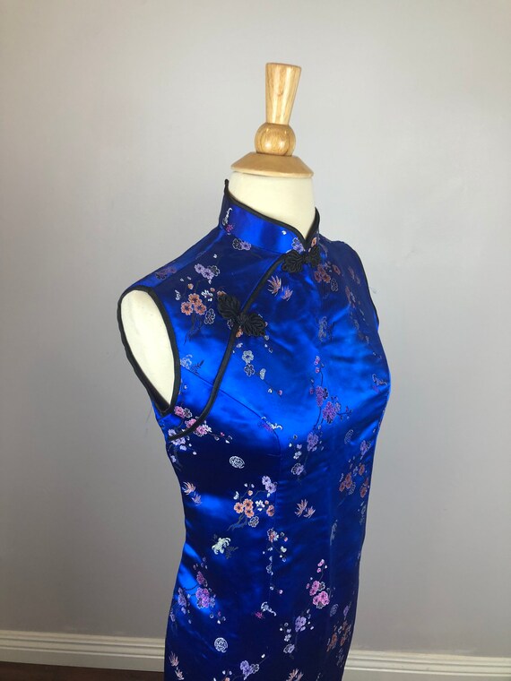 Chinese Xipao/Cheongsam Maxi Dress - Royal Blue - Sle… - Gem