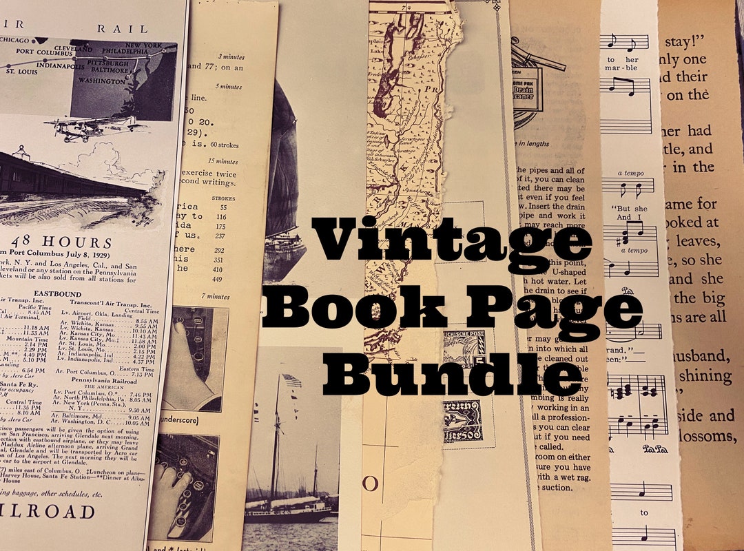 Vintage Book Page Paper Bundle 50 Pages - Etsy