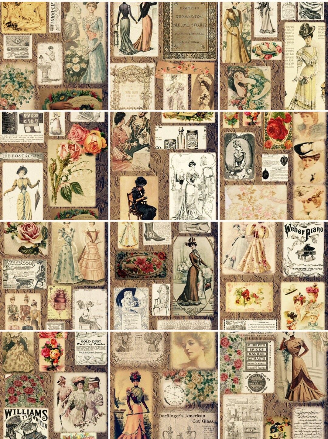 Victorian Ladies Roses - PRINTABLES - Etsy