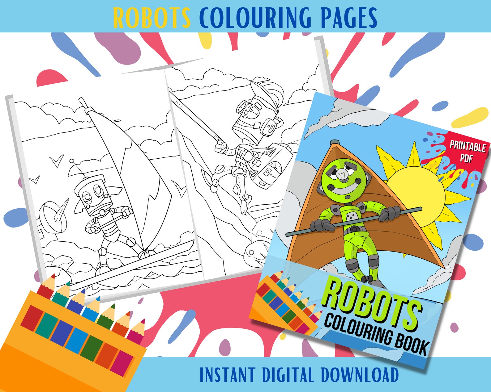 Printable Robots Colouring Pages, Robots Colouring Book, Robots ...