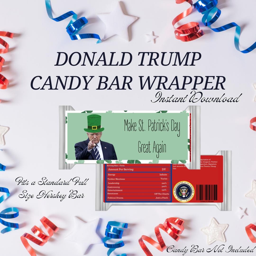 Embalagem de barra de chocolate para impressão Donald Trump St. Patrick ...