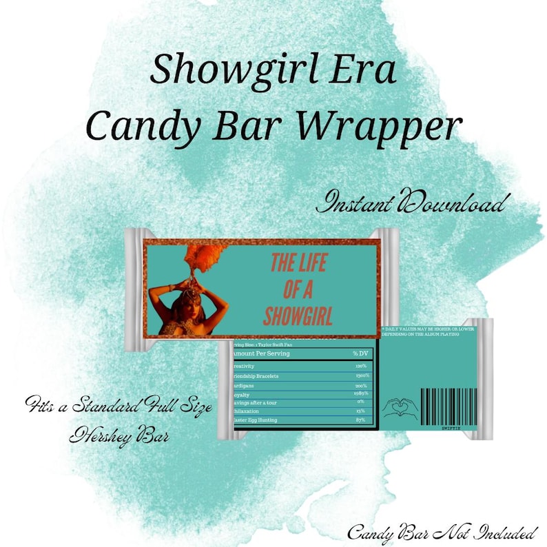 Taylor Swift Inspired Candy Bar Wrapper: Showgirl Party Favor (PDF ...