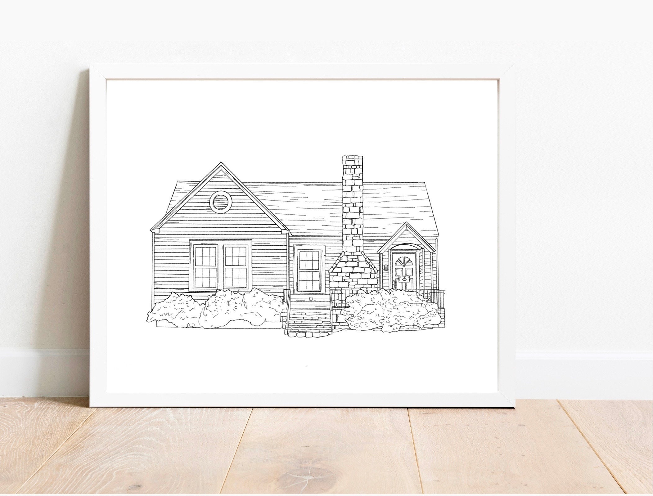 Custom Digital House Home Drawing Portrait / House Line Drawing ...