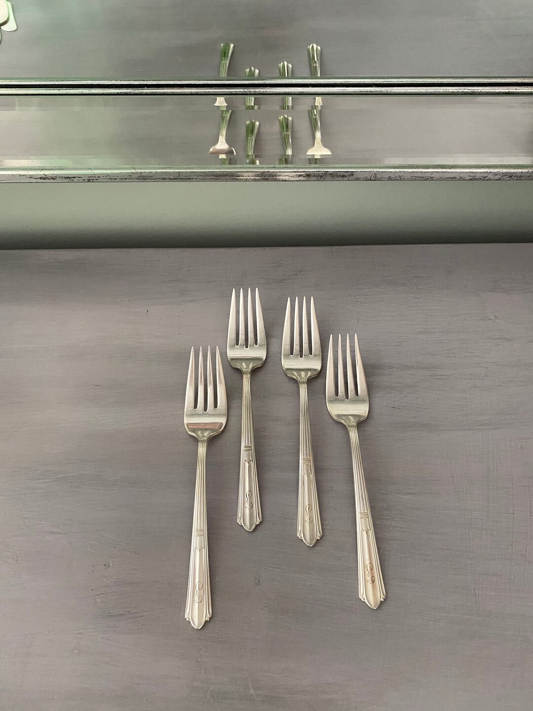 Vintage Silver Plate Flatware Wedding Gift Salad/dessert F Monogram ...