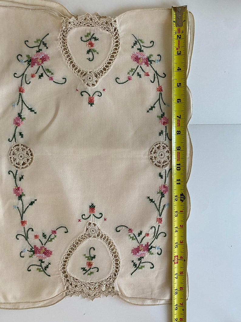 Vintage Shabby Chic Cross Stitch Placemats, Pretty Embroidered ...