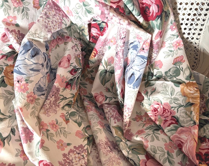 Rare Vintage Ralph Lauren Allison Pink Roses and Blue Floral Bows Full ...