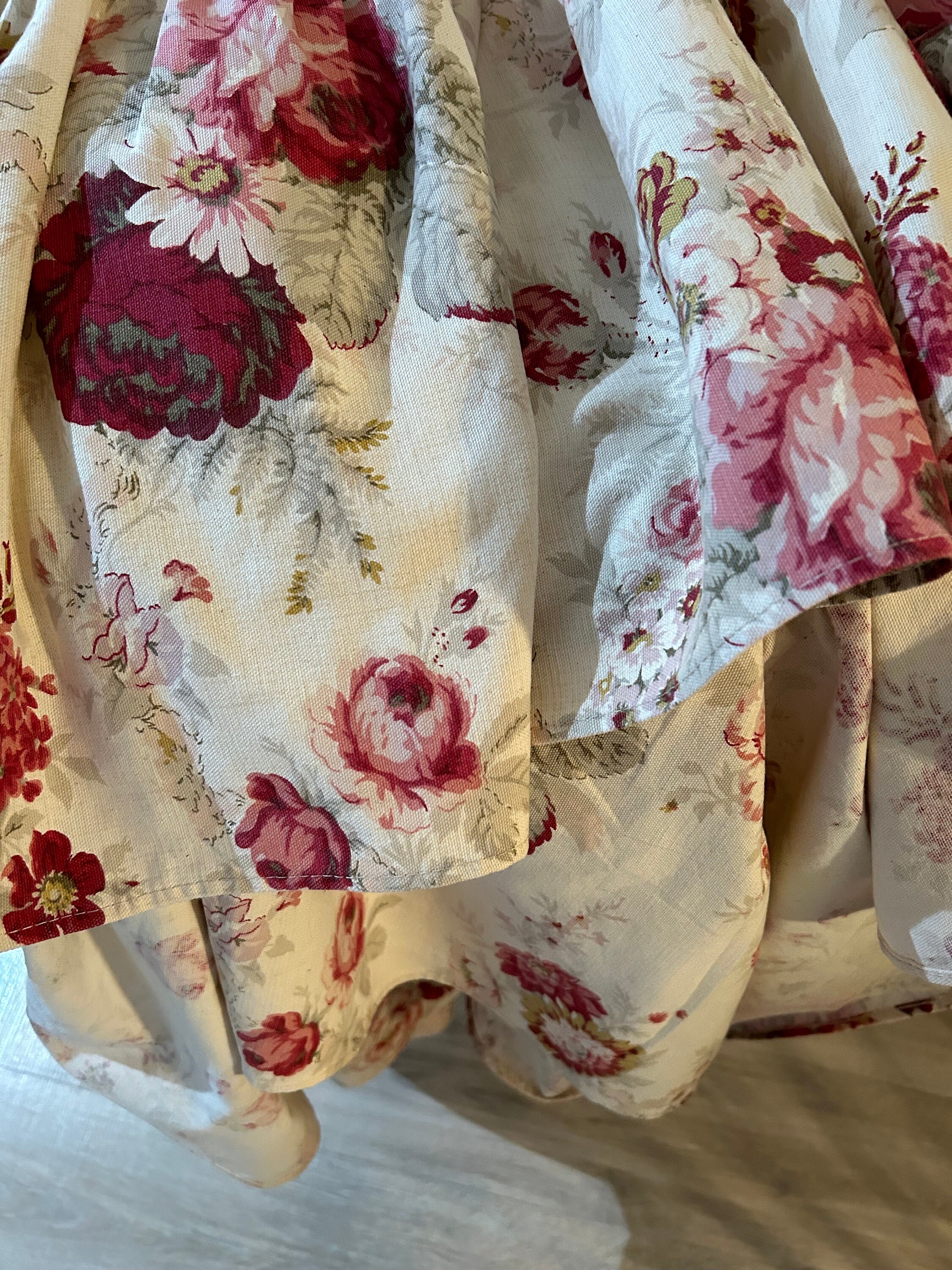 Gorgeous Vintage Waverly Norfolk Rose Queen Dust Ruffle,norfolk Rose ...