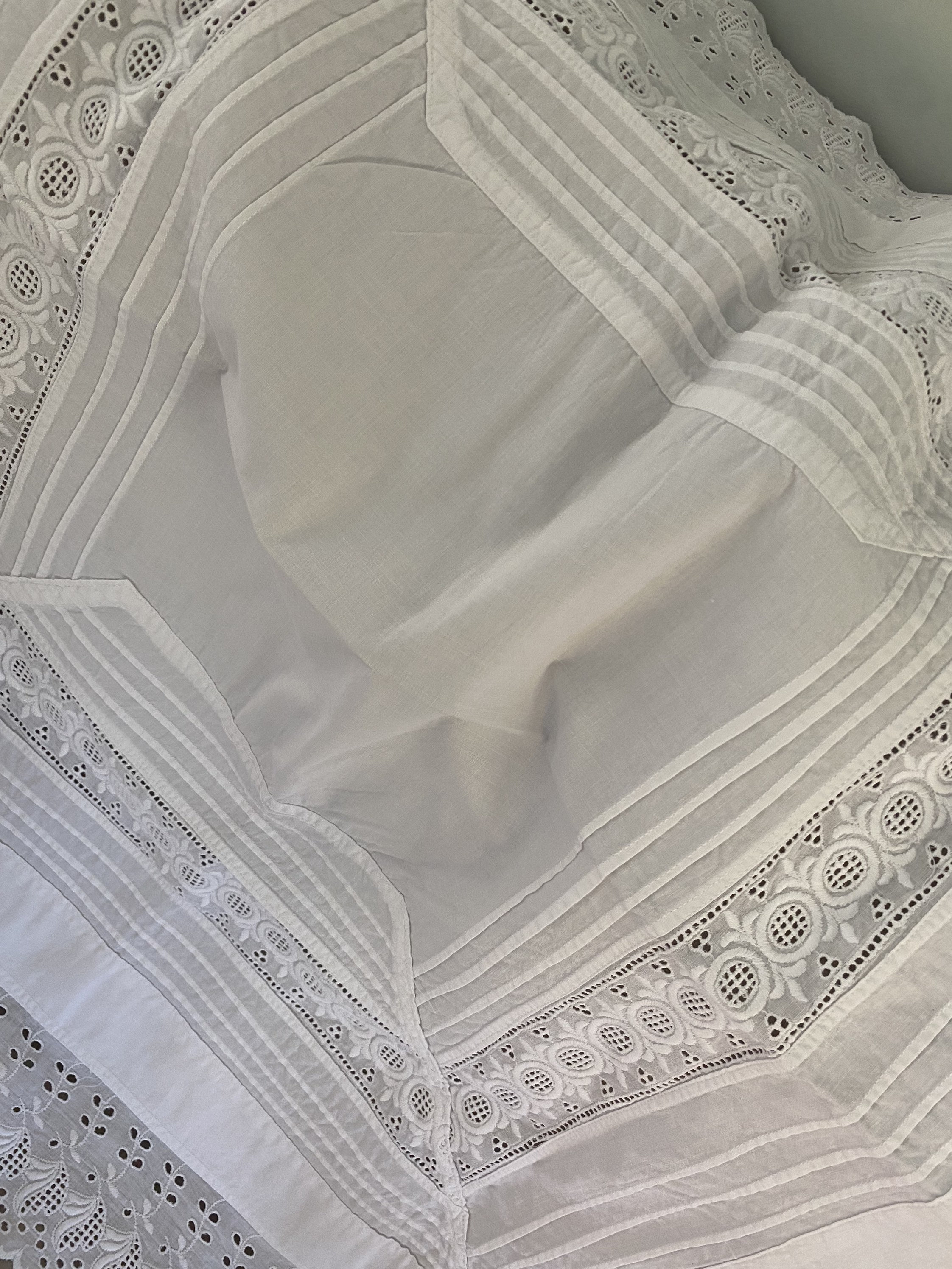 Gorgeous Vintage Swiss Eyelet Lace Tablecloth,square White Antique ...