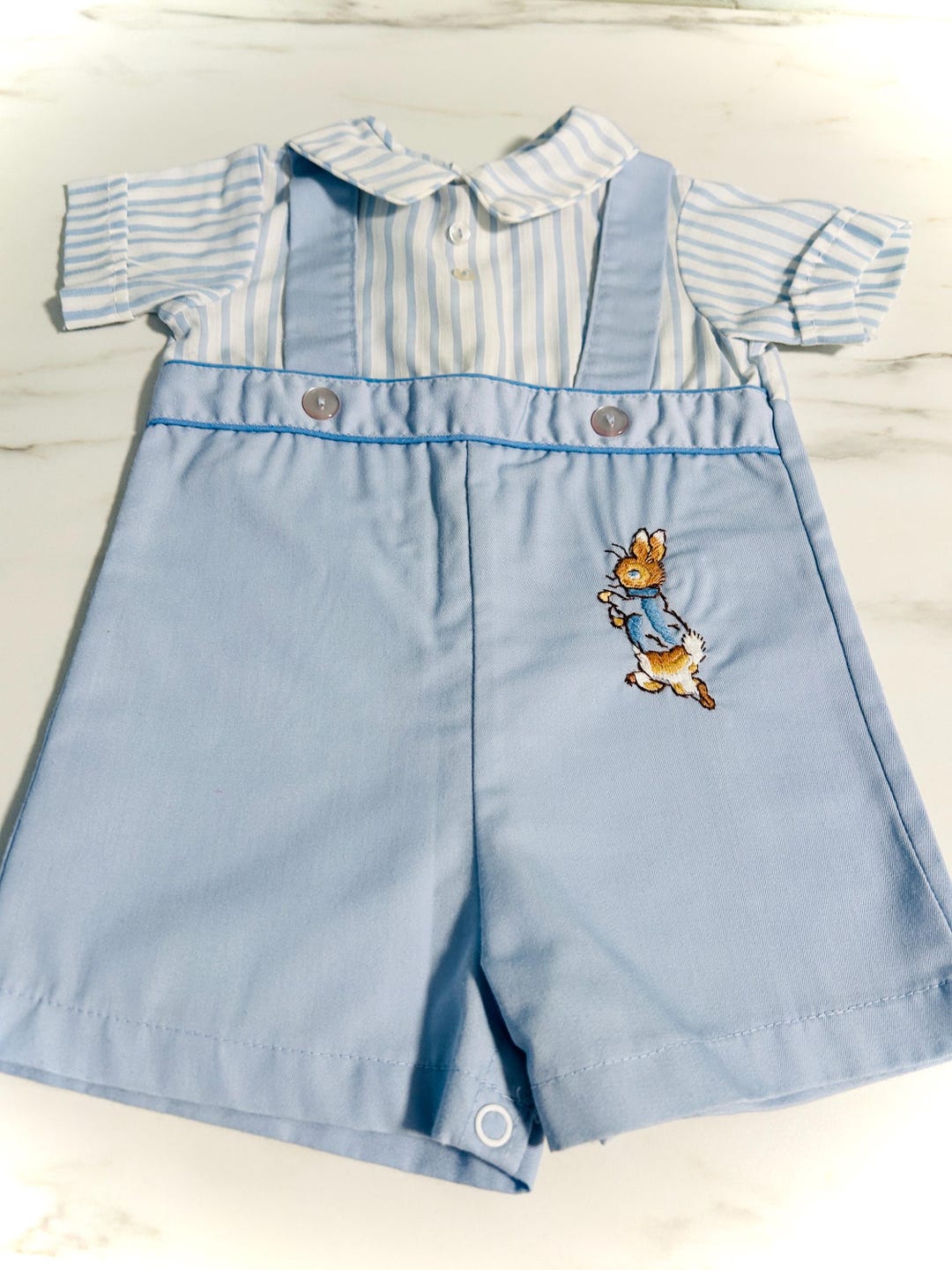Vintage Baby Clothes, 1960s Vintage White and Blue Embroidered Romper ...