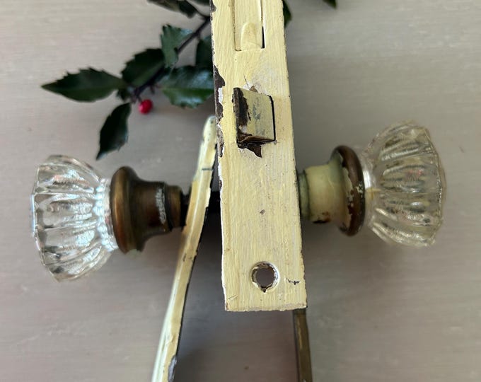Antique 1940s Glass Door Knobs and Back Plate Door Set,gorgeous ...