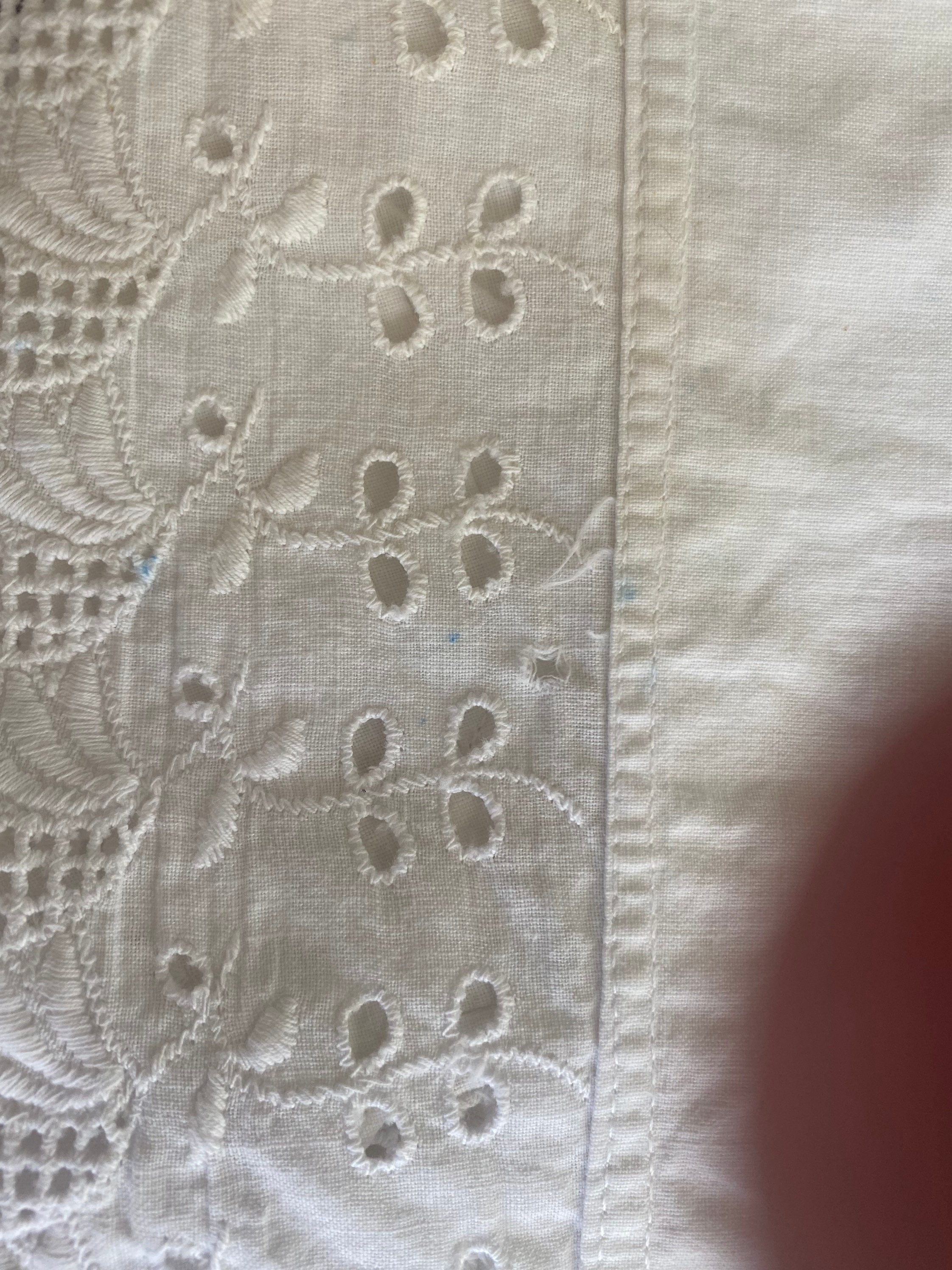 Gorgeous Vintage Swiss Eyelet Lace Tablecloth,square White Antique ...