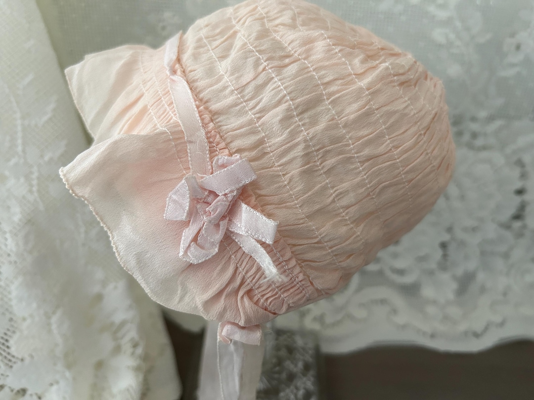 Vintage Baby Bonnet,1920s Hand Made Pale Pink Baby Bonnet,rare French ...