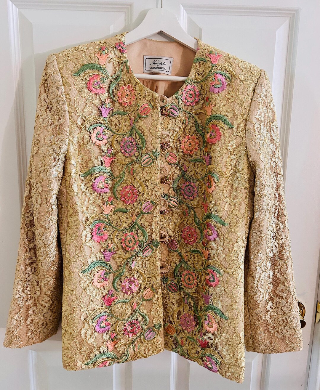 Gorgeous Vintage Lace Rhinestone Buttons Victor Costa Nadree Party ...