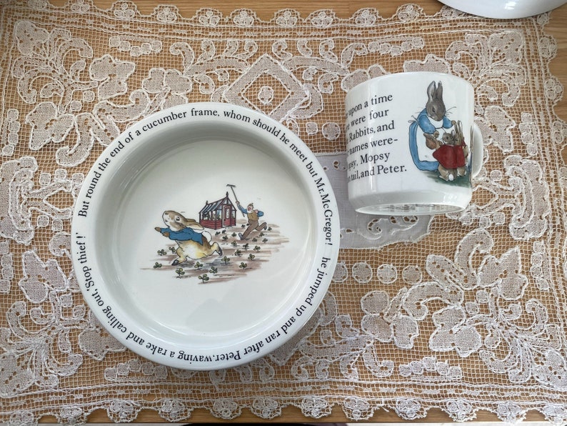 Wedgwood Peter Rabbit Porridge Bowl and Cup Childrens China Place ...