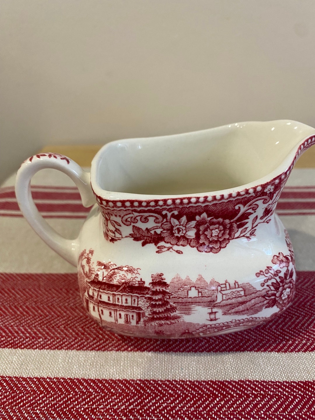 Vintage English Little Pitcher Creamer Vase Alfred Meakin Pinkish Red ...