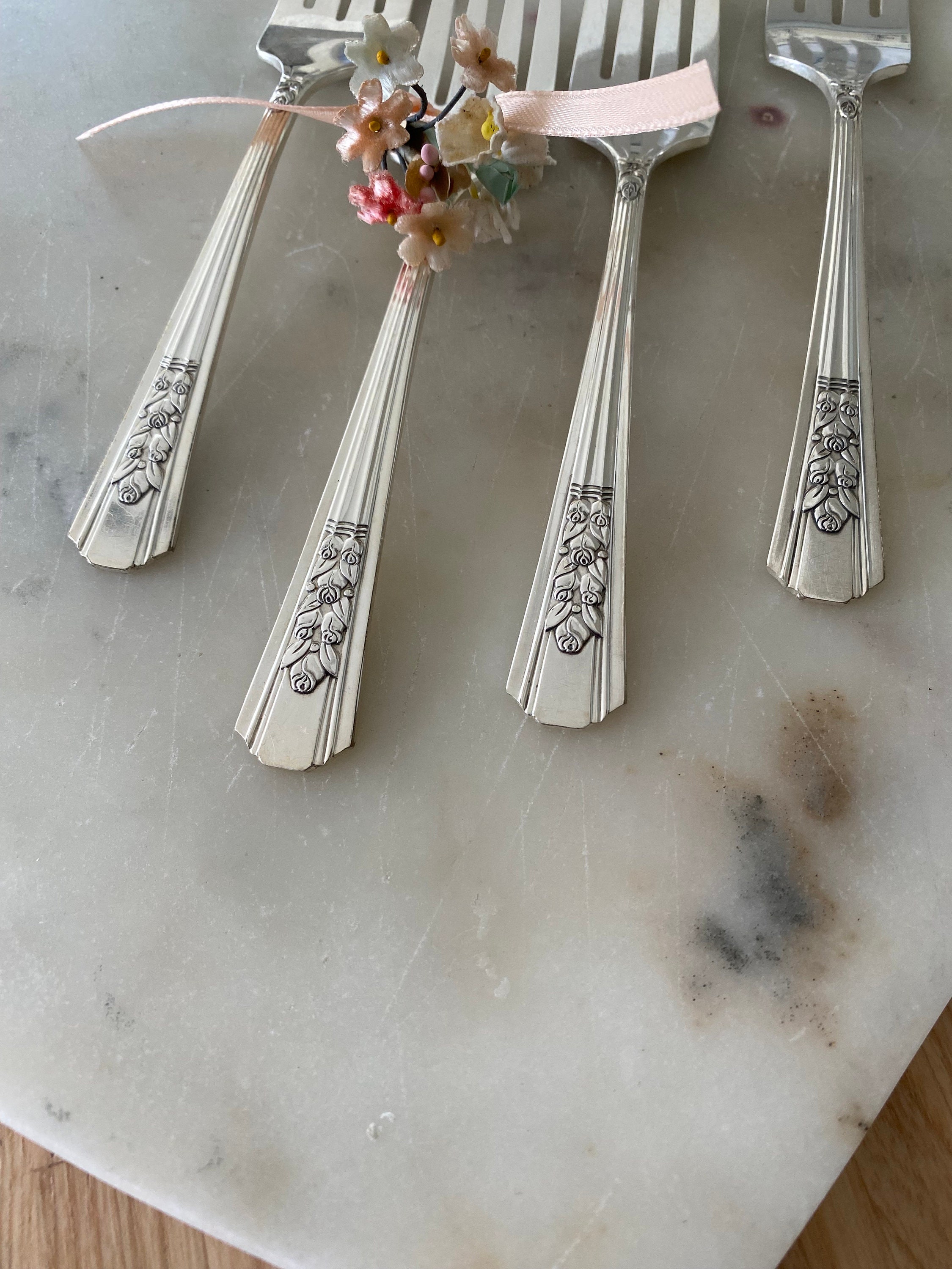 4 Vintage Silverware Forks, Flatware Wedding,garden Party Silver ...