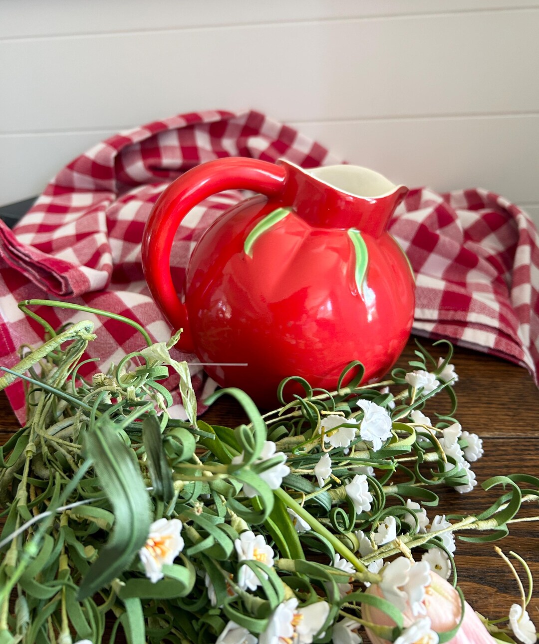Vintage Red Pitcher,1940s Kitchenware,1940s Red Tomatoe Kitchen Pitcher ...