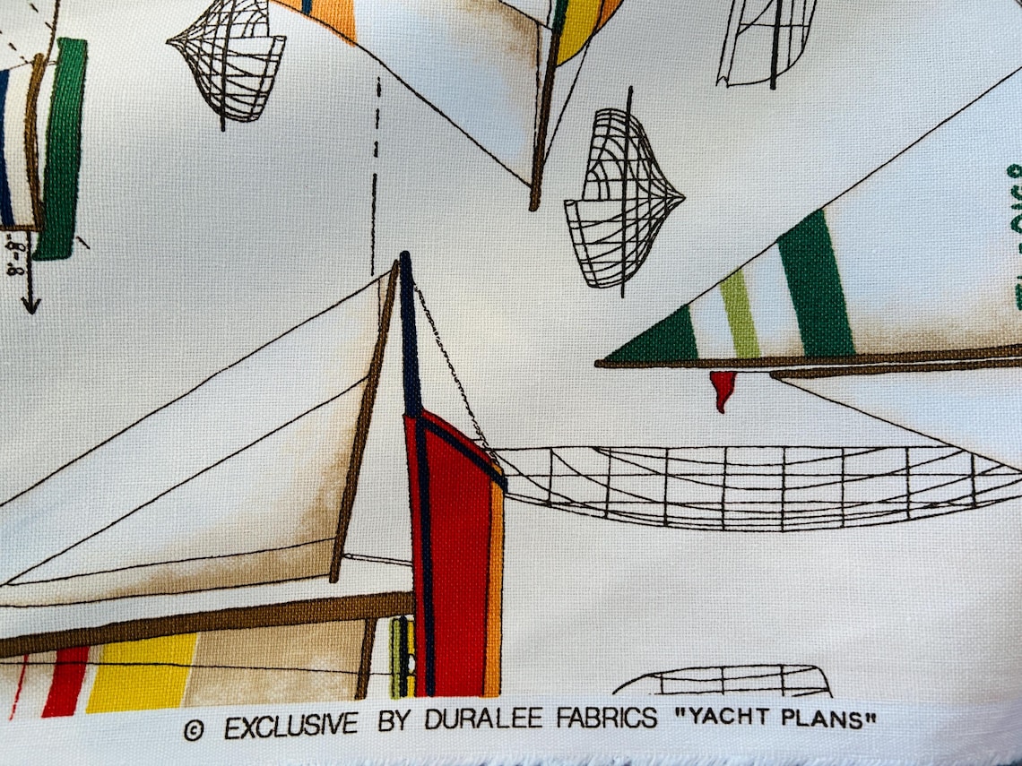 Vintage Nautical Fabric,yacht Fabric, Coastal Fabric,boat Lovers Fabric ...