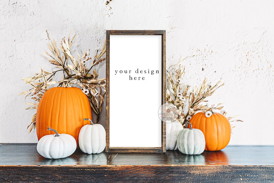 Farmhouse Fall Theme | 12x24 Blank Wood Sign Mockup | Above Bed Decor ...