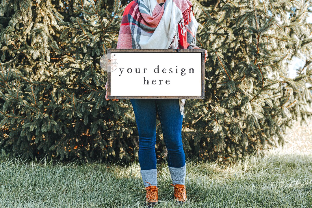 12x24 Farmhouse Wood Sign Mockup | Model Mockup| Christmas Tree Farm ...
