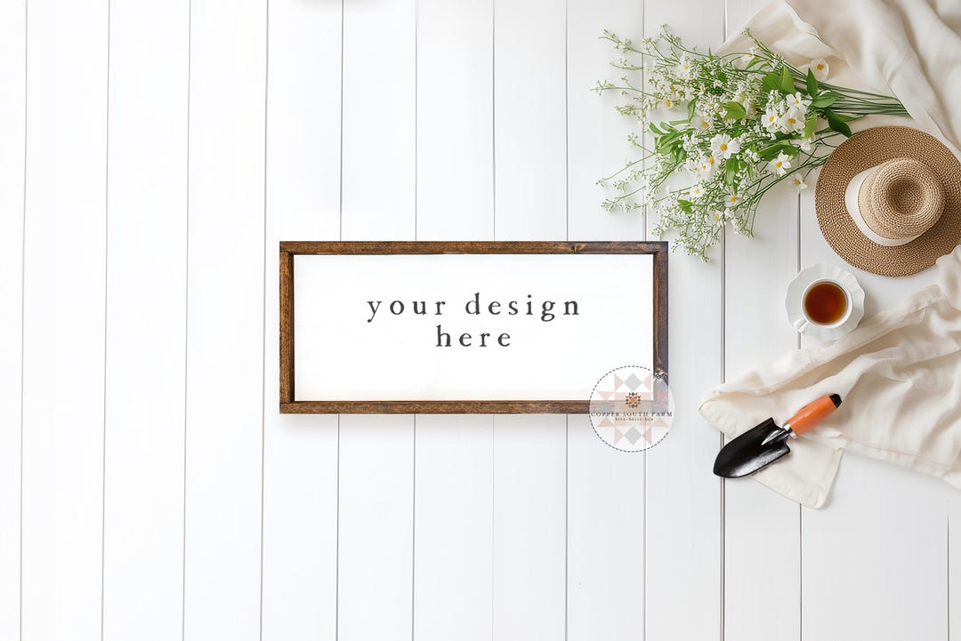 8x18 Farmhouse Frame Mockup | Summer Flatlay Scene | JPEG Mockup - Etsy