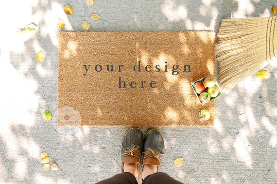 Cute Welcome Mat Mockup Sweeping Porch Scene Doormat | Etsy