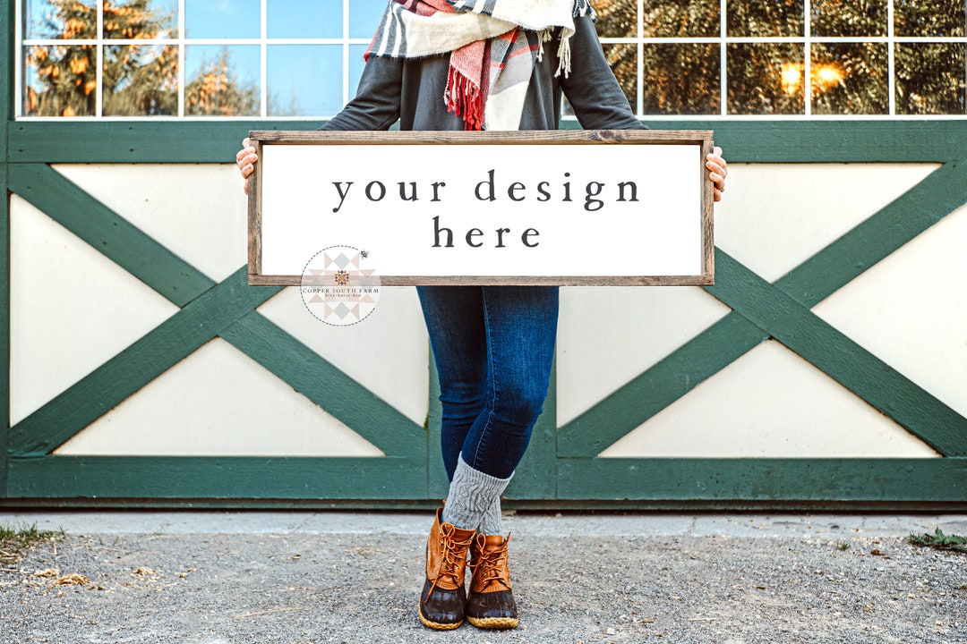 Farmhouse Barn Scene | 12x36 Blank Wood Sign Mockup | Above Bed Decor ...