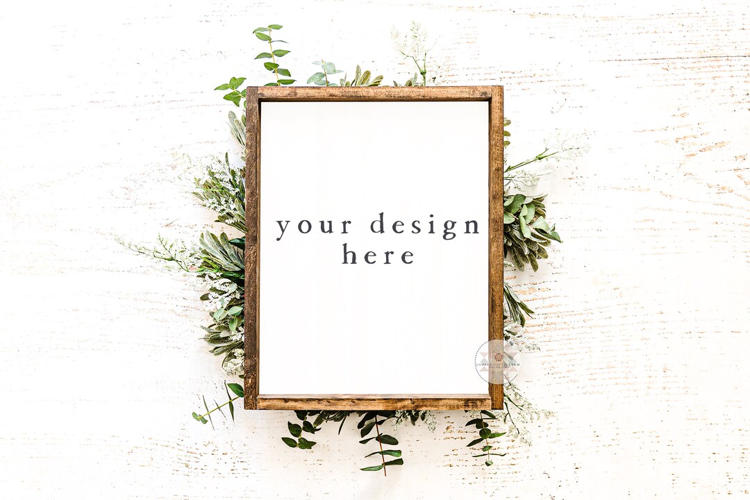 16x20 Blank Stained Farmhouse Sign | Simple Greenery Scene | Wood Sign ...